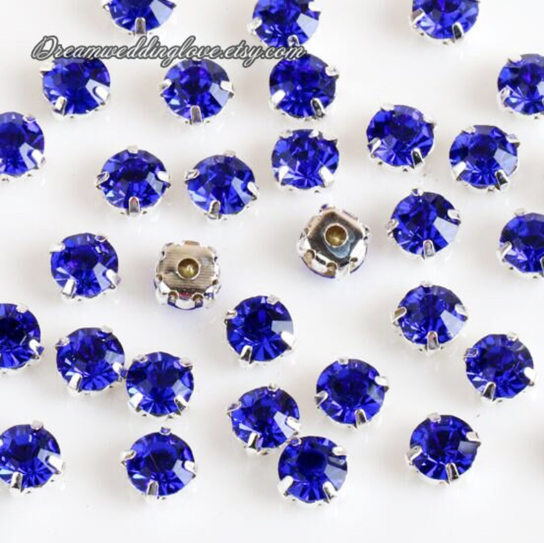 Royal Blue Rhinestone Rose Montee Beads Sew on Chatons 4mm 5mm 6mm 7mm ...