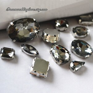 Black Diamond Sew on Rhinestones --crystal Black Glass Teardrop Oval ...