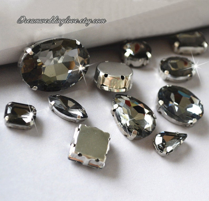 Black Diamond Sew on Rhinestones crystal Black Glass - Etsy