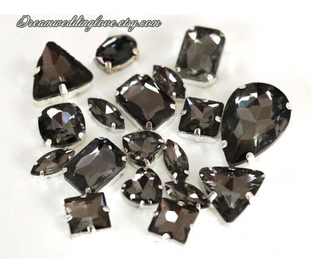 Black Diamond Sew on Rhinestones crystal Black Glass | Etsy