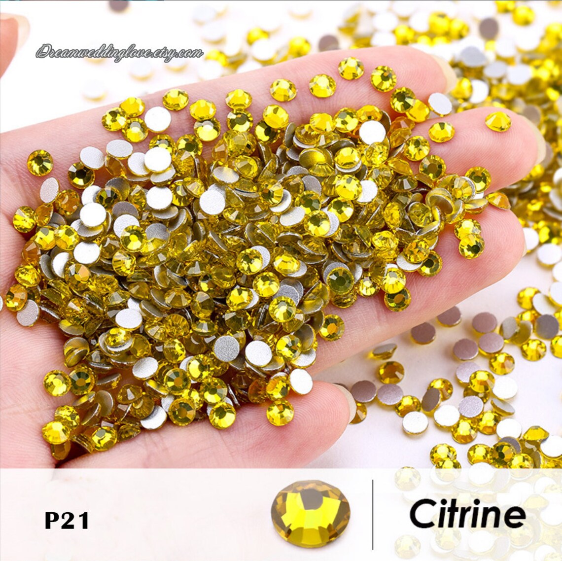 GLASS Flatback High Quality Rhinestones Yellow 1440 2mm 3mm 4mm 5mm ...