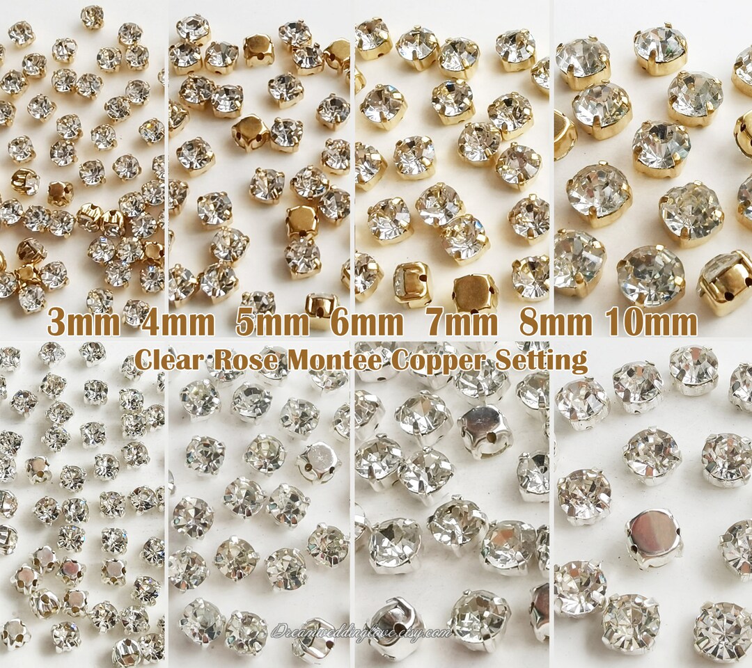 Chaton Montees Sew on Crystal - 6mm 7mm 8mm 10mm Clear Rhinestones in ...