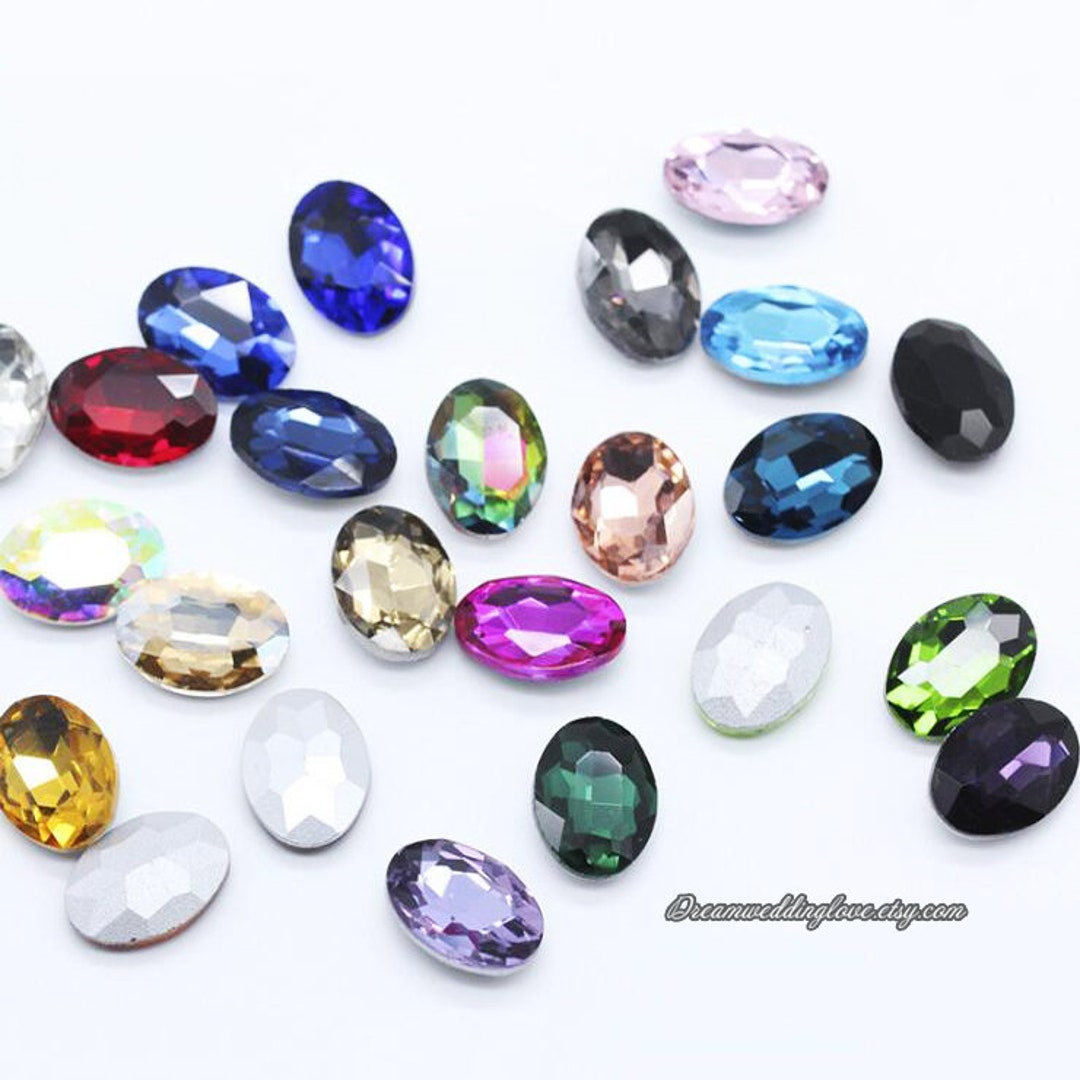 Oval 10x14mm Rhinestones Pointed Back Egg Shape Glass Crystal Beads ...