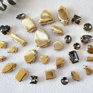 Black Diamond Sew on Rhinestones --crystal Black Glass Teardrop Oval ...