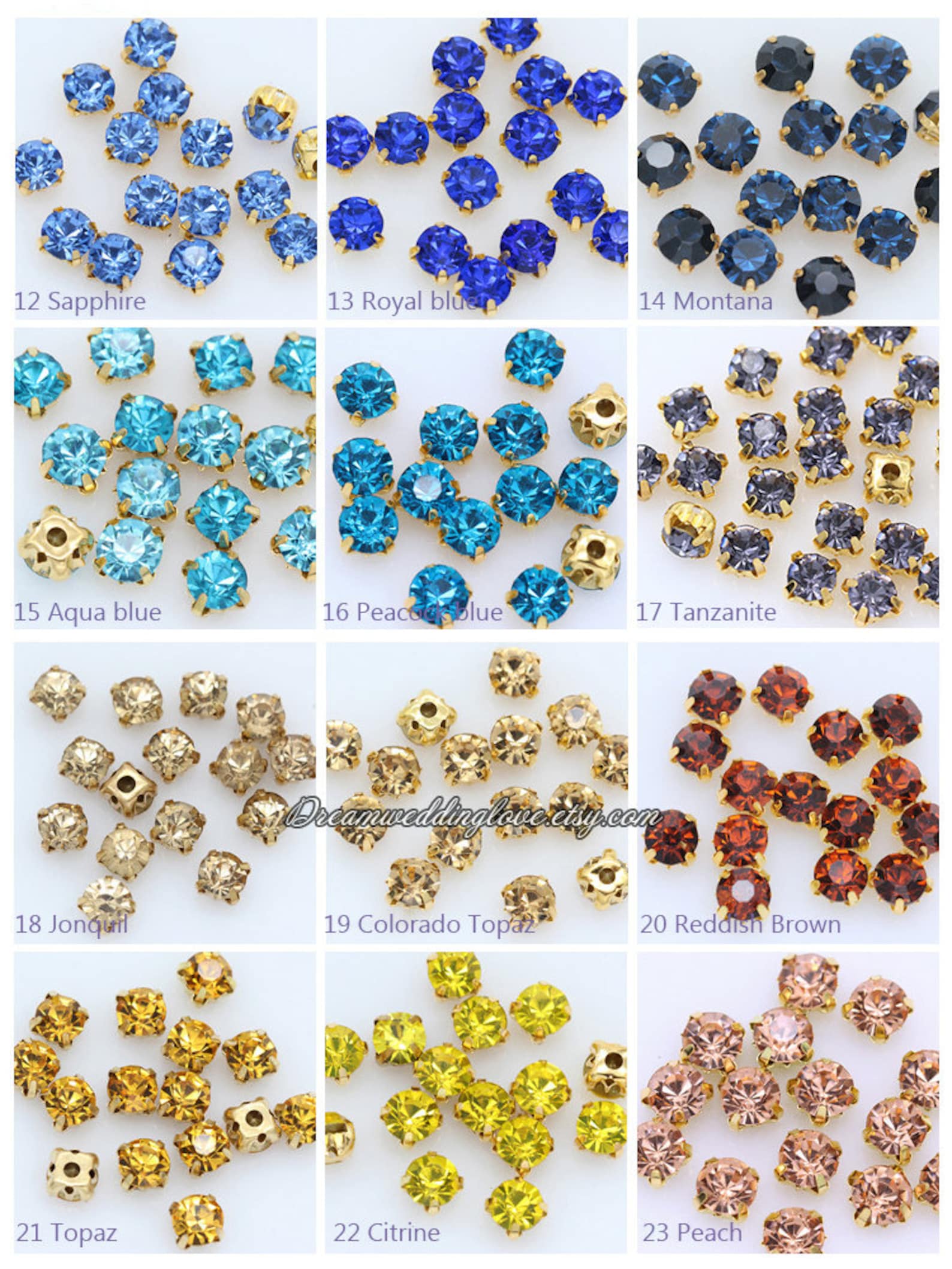 5mm Chaton Montees Rhinestones Gold Set Sew on Glass Crystal - Etsy