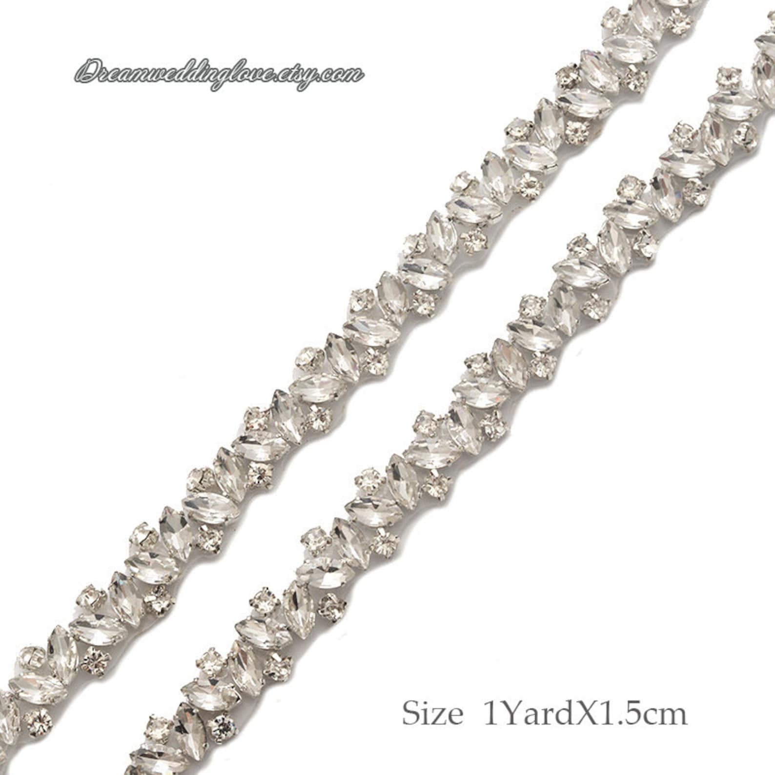 Thin Crystal Trims, Beaded Rhinestones Trim for Dress, Jewelry Trim ...