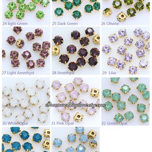 8mm Chaton Montees Rhinestones Gold Set-- Sew on Glass Crystal Beads ...