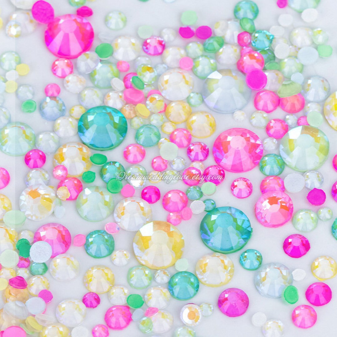 Mix Size Opalescent GLASS Flatback High Quality Macaron Crystal ...
