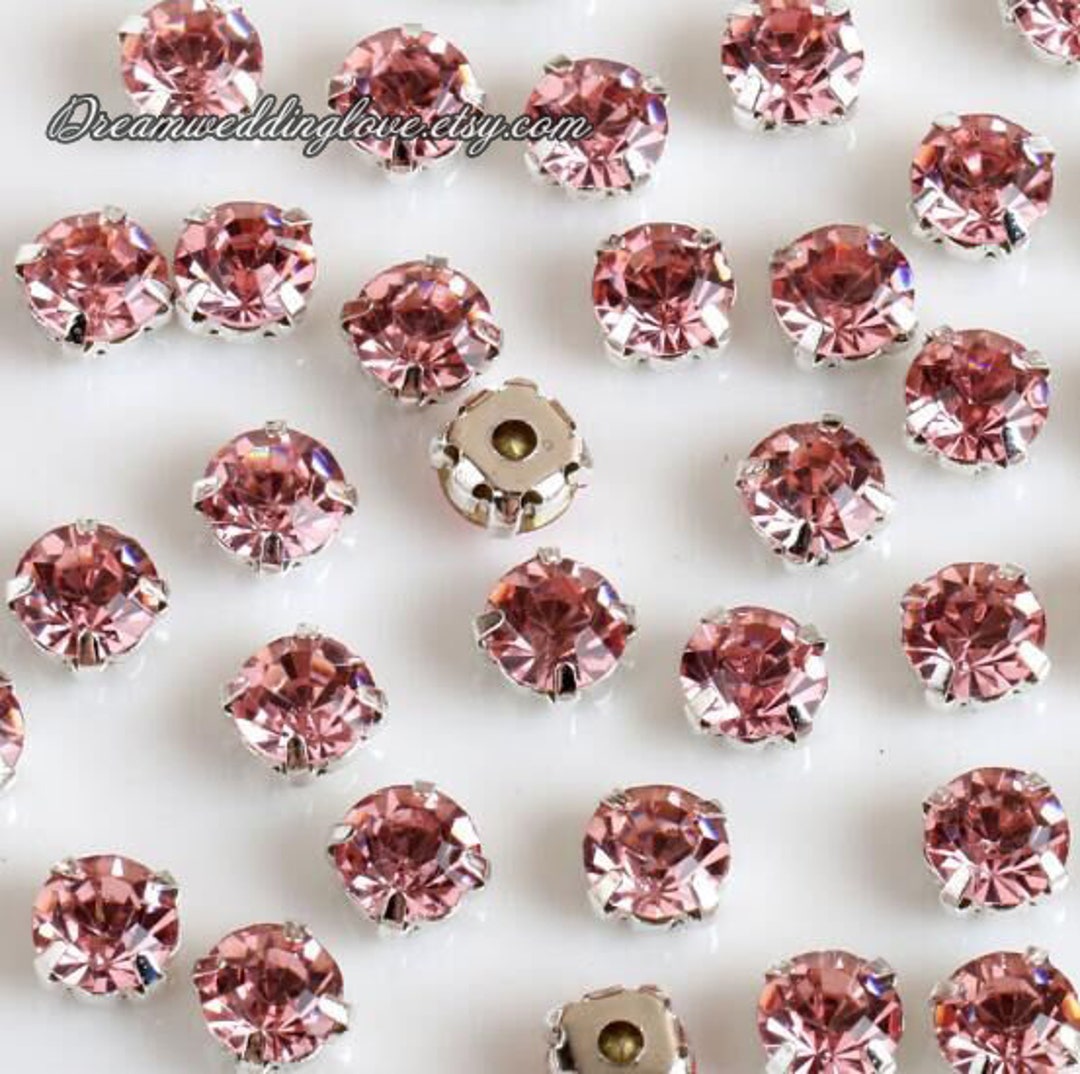Pink Sew on Chatons Rhinestones Light Rose Crystal 4mm 5mm 6mm 7mm 8mm ...