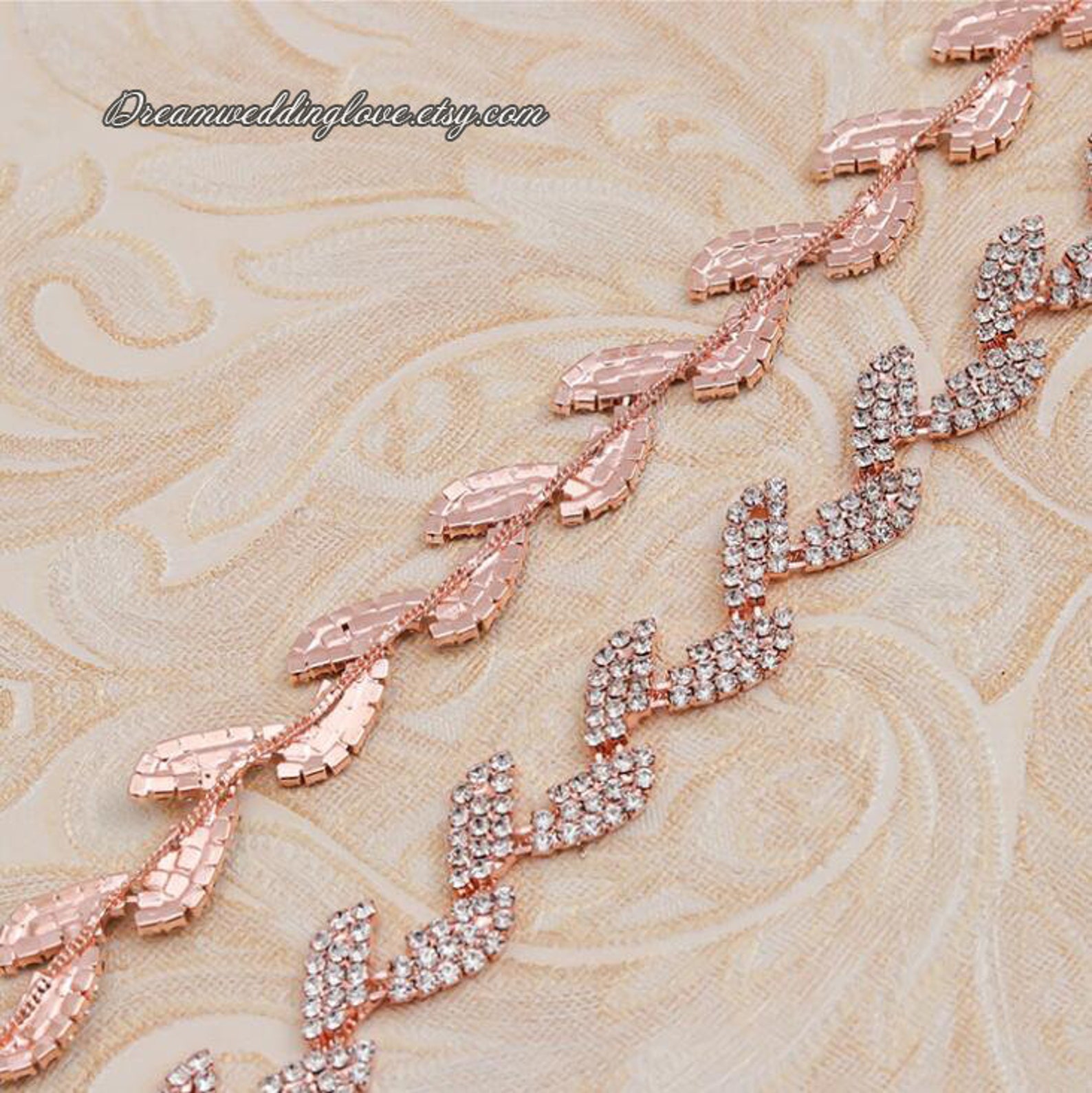 Leaf Rhinestone Trimsilver Rhinestone Collar Applique Gold - Etsy