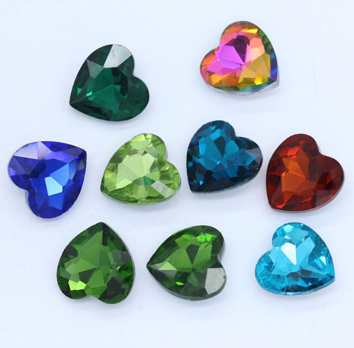 Heart-shaped 18mm Rhinestones Pointed Back Heart Shape Glass - Etsy