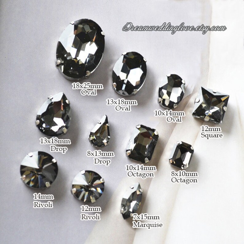 Black Diamond Sew on Rhinestones crystal Black Glass - Etsy
