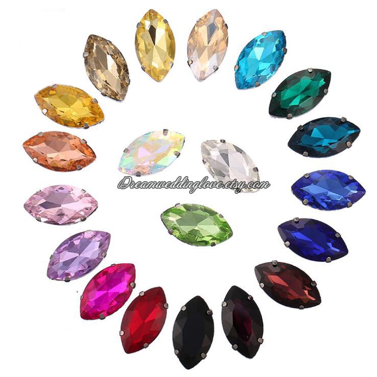 Marquise Sew on Rhinestones 6x12mm Sew on Navette Glass Crystal Beads ...