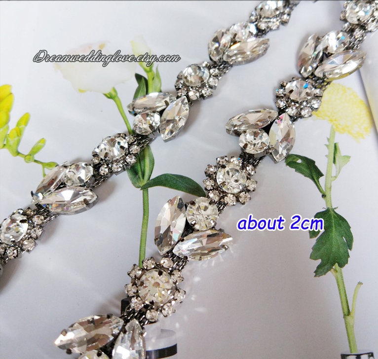 Gunmetal Vine Rhinestone Trim Gun-black Collet crystal - Etsy