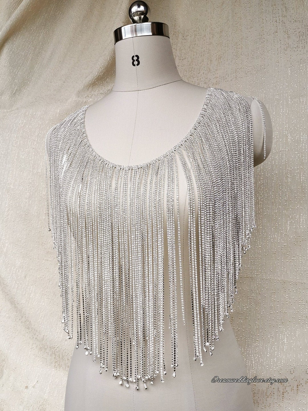 Rhinestone Fringe Chain , Overlength Fringe Rhinestone Trim, 30cm Clear ...