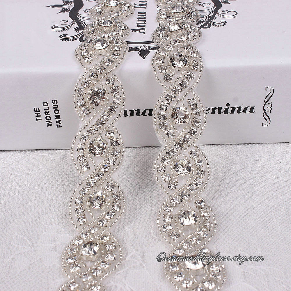 Clean Rhinestone Bead Trim Crystal Bead Applique Bridal Sash | Etsy