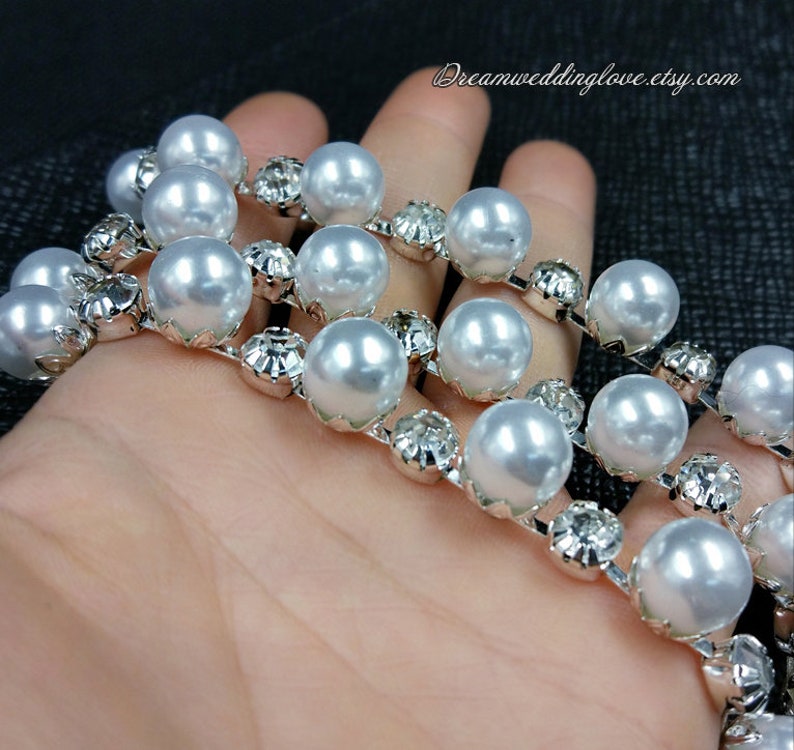Crystal Rhinestone Beaded Pearls Trim1/2yard Pearl Rhinestone - Etsy