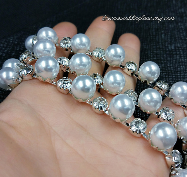 Crystal rhinestone beaded pearls trim1/2Yard Pearl Rhinestone | Etsy