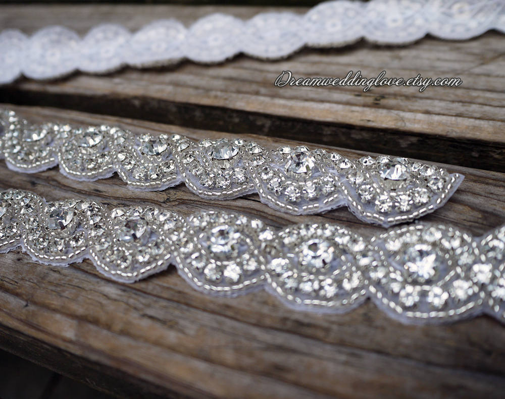 Clean Rhinestone Bead Trim Crystal Bead Applique Bridal Sash | Etsy