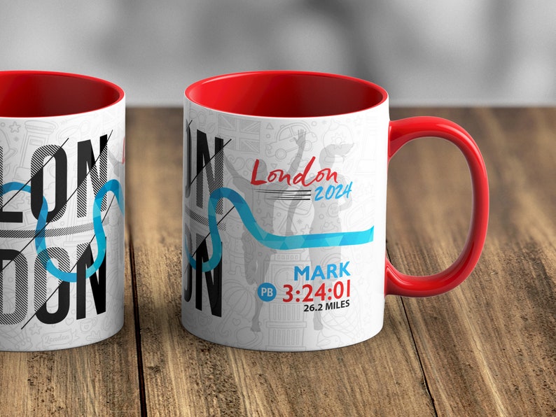 London 26.2 Personalised Marathon Mug – Route Map Gift, Custom Runner ...