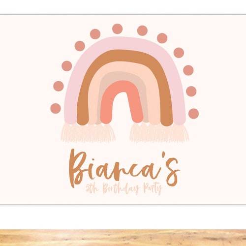 Boho Rainbow Birthday Invitation Girl Instant Download - Etsy