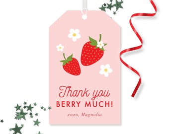 Strawberry Favor Tags - Printable Berry First 1st Birthday Party Favour ...