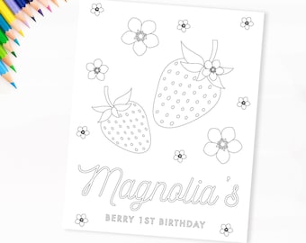 Strawberry Coloring Page - Printable Berry First Sweet Birthday ...