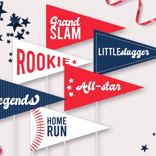 Baseball Birthday Pennant Flags Printable Baseball Party - Etsy