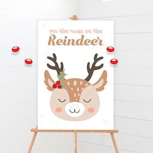 Pin the Nose on the Reindeer Game Printable Christmas Pin the Tail ...