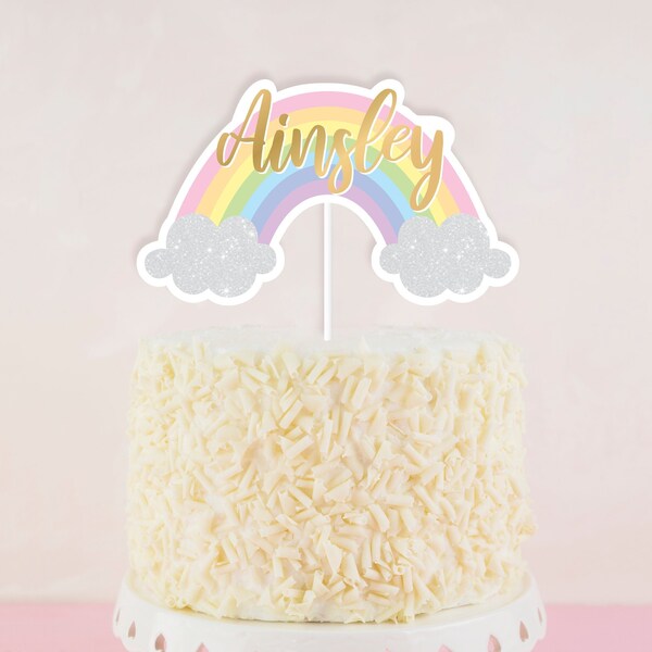 Pastel Rainbow Cake Topper - Etsy