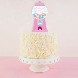 Gumball Cake Topper - Printable Bubble Gum Machine Cake Banner - Candy ...