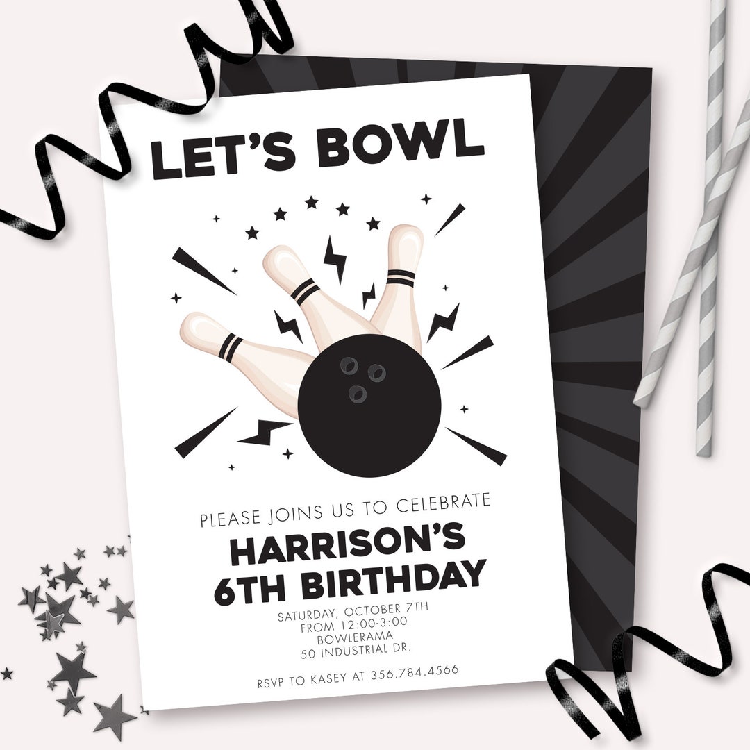 Bowling Birthday Invitation - Printable Strike up Some Fun Birthday ...