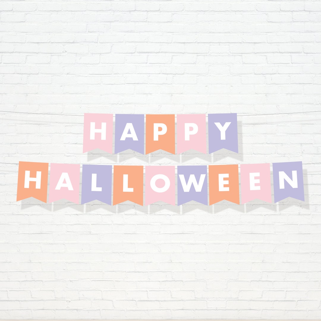 Happy Halloween Banner - Printable Pastel Halloween Mantel Bunting ...