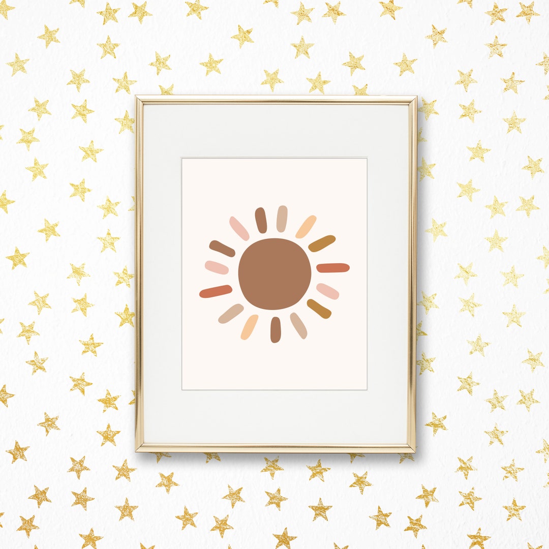 Brown Boho Rainbow Sun Image Playroom Art Print - Printable Sunshine ...