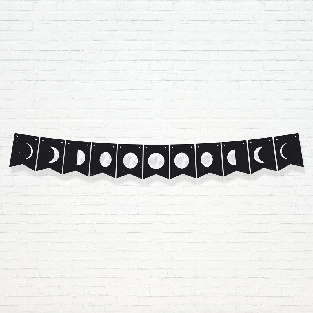 Moon Phases Party Bunting Banner - Printable Halloween Celestial Party ...