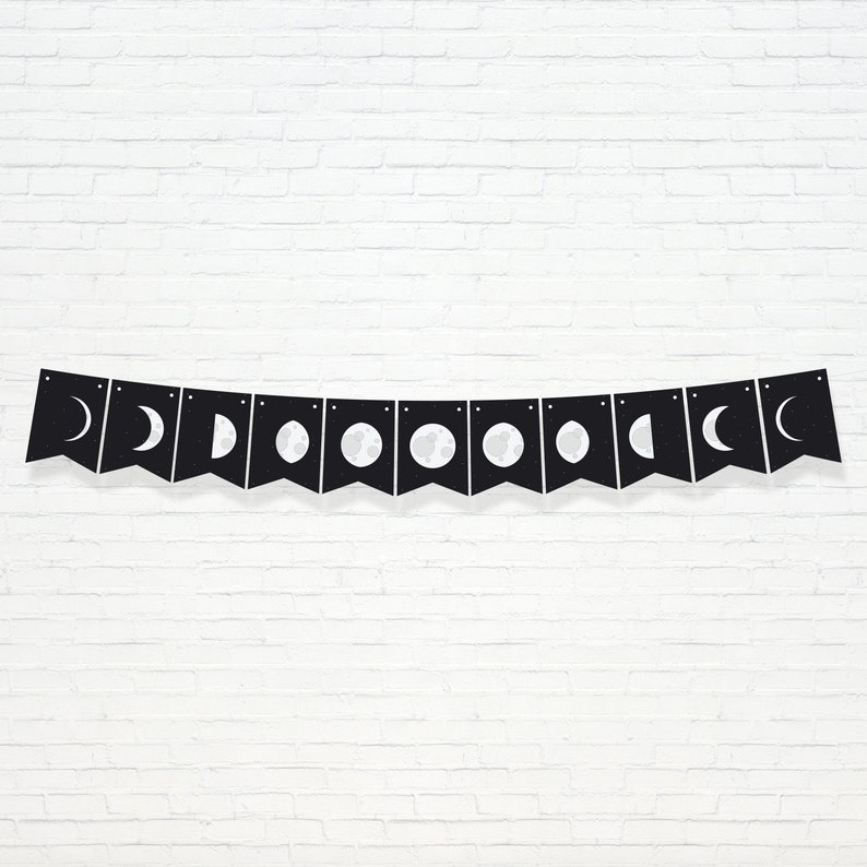 Moon Phases Party Bunting Banner Printable Halloween | Etsy