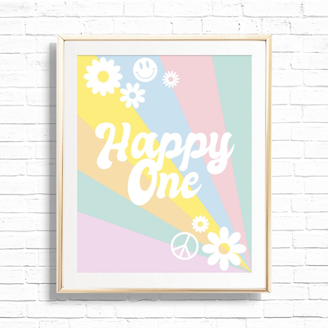 Happy One Sign Printable Pastel Happy Face Birthday Party - Etsy