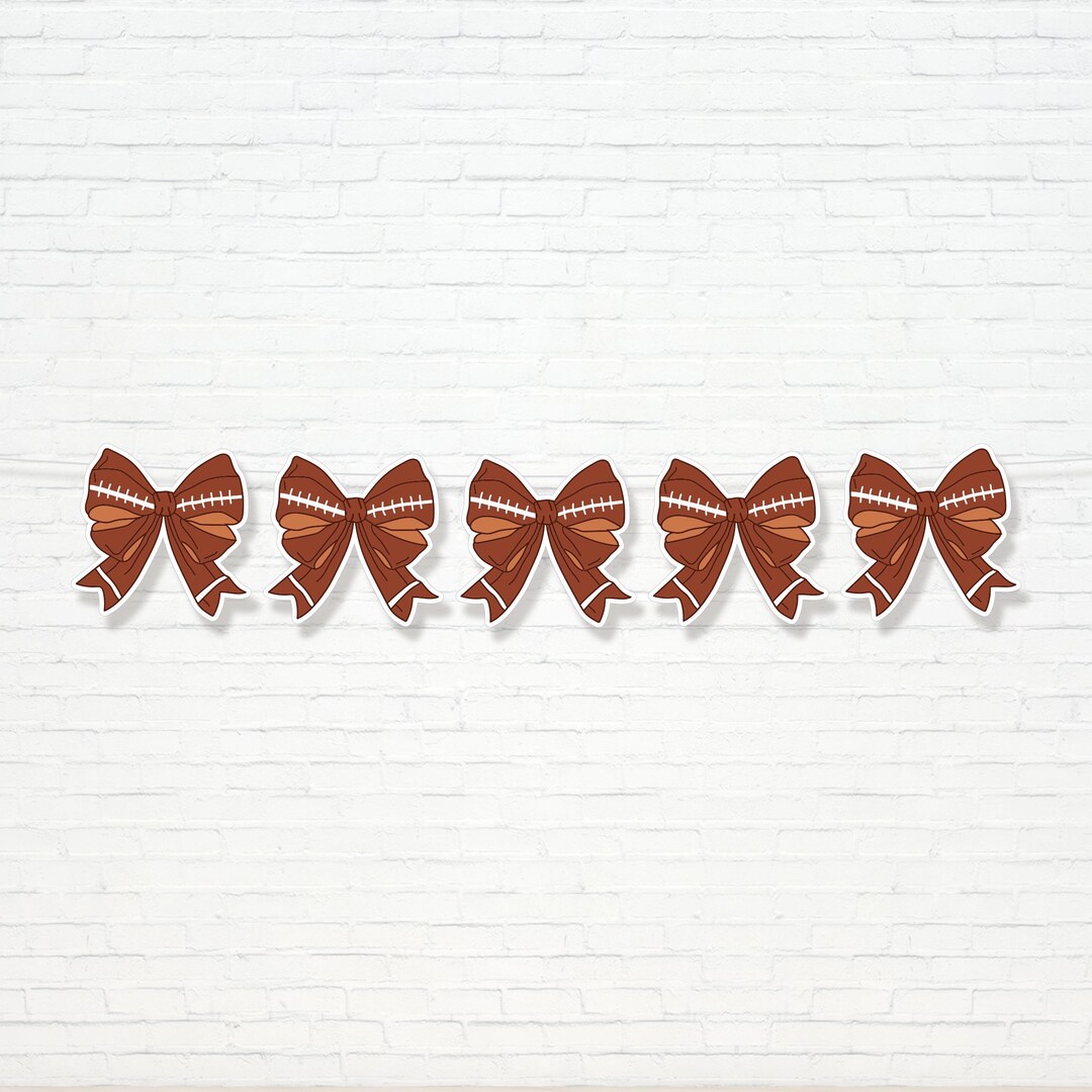 Football Bow Banner - Printable Sports Ball Bow 1st Birthday Party ...