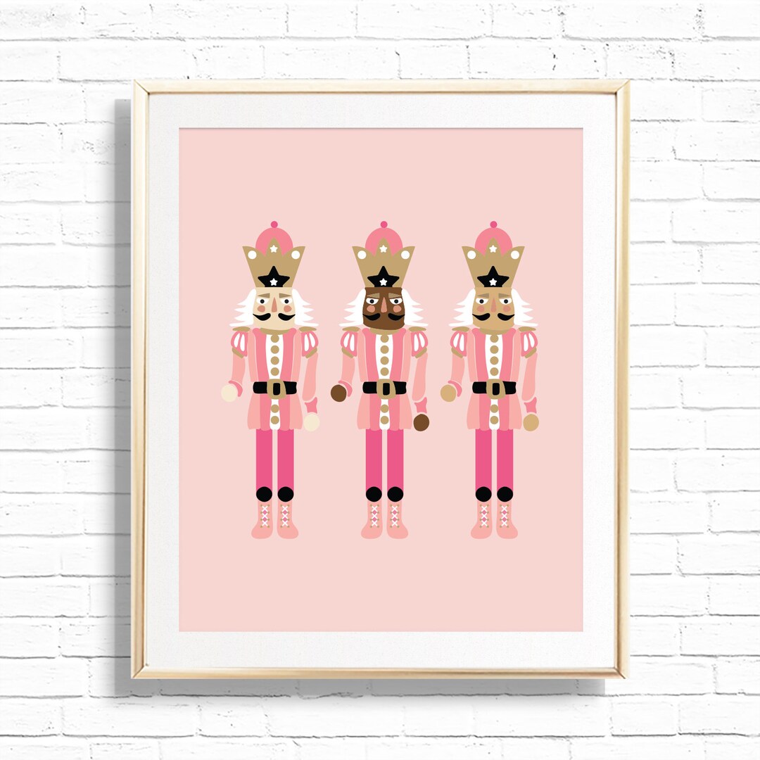 Pink Nutcracker Print - Printable 8x10 Pink Christmas Decor Wall Sign ...