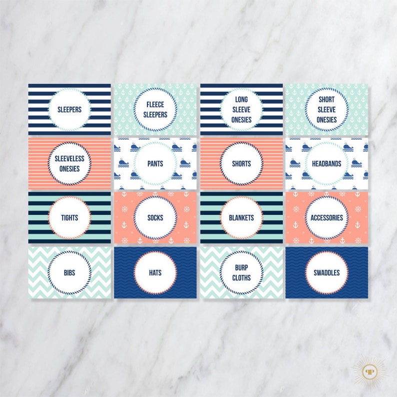 Nautical Baby Drawer Divider Labels Printable Drawer Labels - Etsy