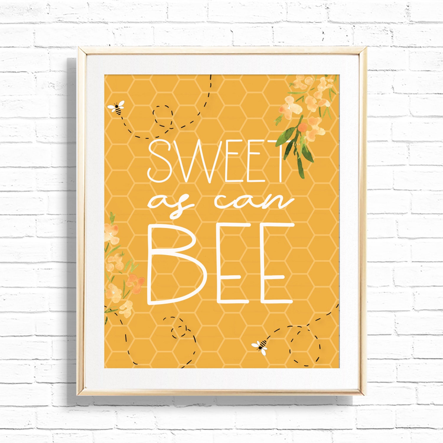 Sweet as Can Bee Honey Bee Art Print - Printable Black & Yellow Bumble ...