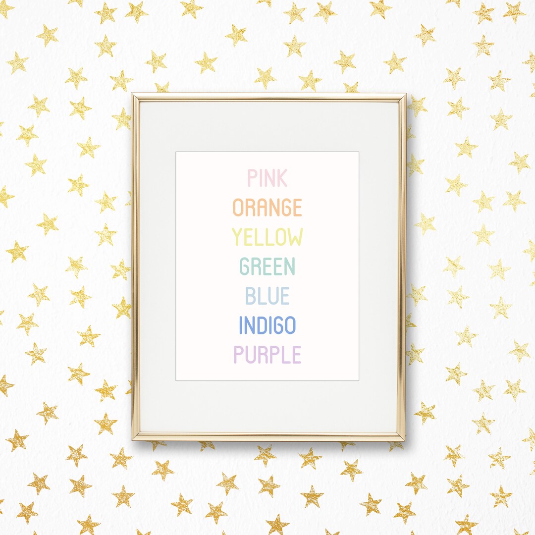 Rainbow Colors Print - Printable Colours of the Rainbow List - Pastel ...