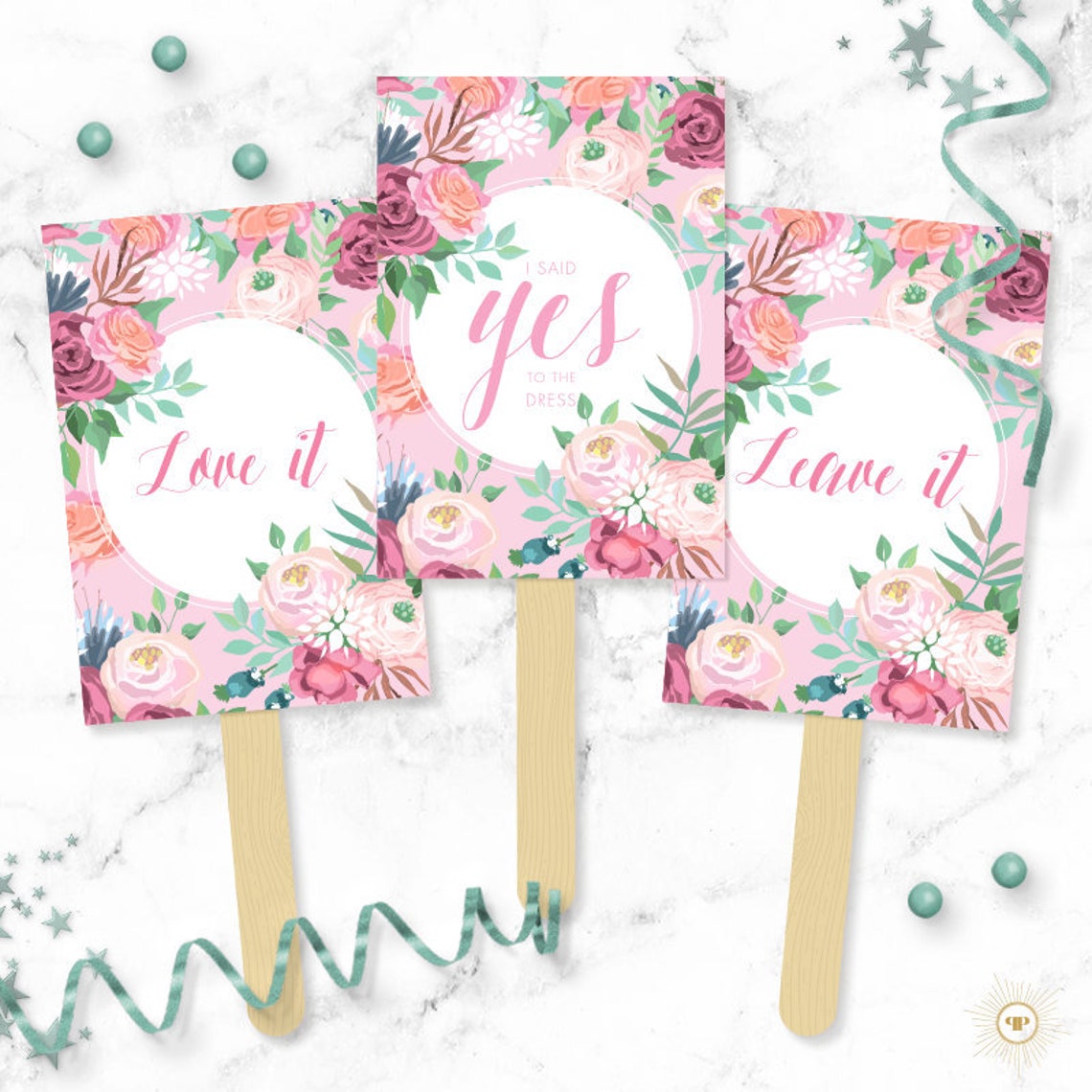 Say YES to the Dress Signs - Fuchsia & Blush Floral Roses Printable I ...