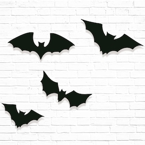 Bat Cut Outs - Printable Spooky Wednesday Halloween Black Bat Wall ...