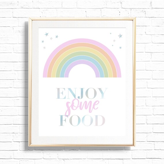 Enjoy Some Food Sign Printable Pastel and Iridescent Rainbow - Etsy