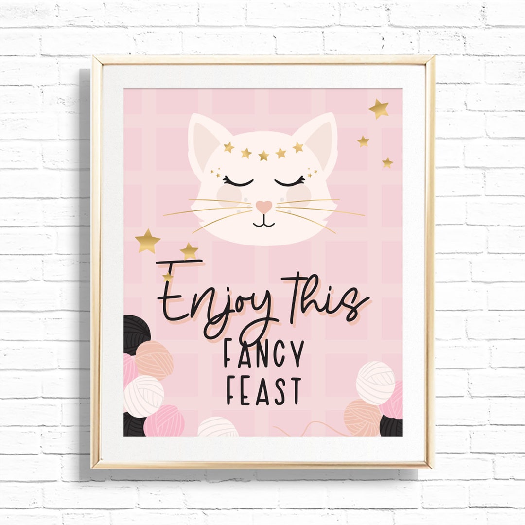 Cat Fancy Feast Sign - Printable Boho Kitty Cat 1st Birthday Food Table ...