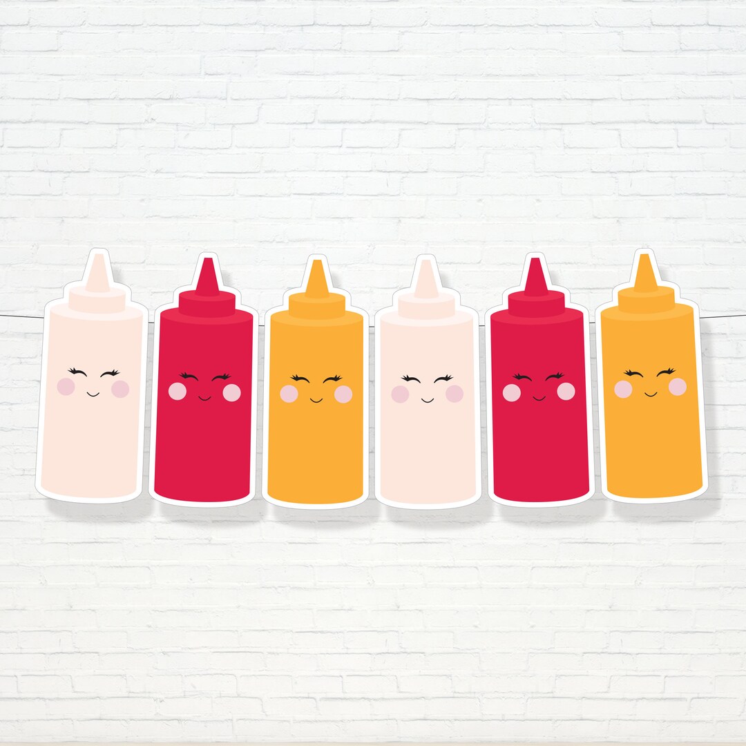 BBQ Ketchup Banner - Printable Ketchup Mustard Mayo Cute Barbecue First ...