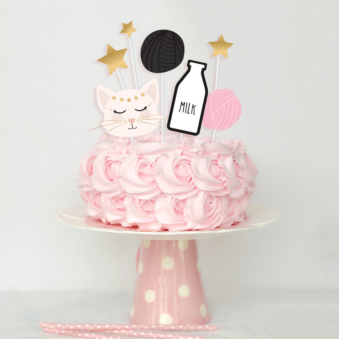 Cat Cake Topper - Printable Boho Kitty Cat Cake Banner - Are You Kitten ...