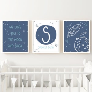 Outer Space Nursery Art Print Set Printable We Love You to the Moon ...