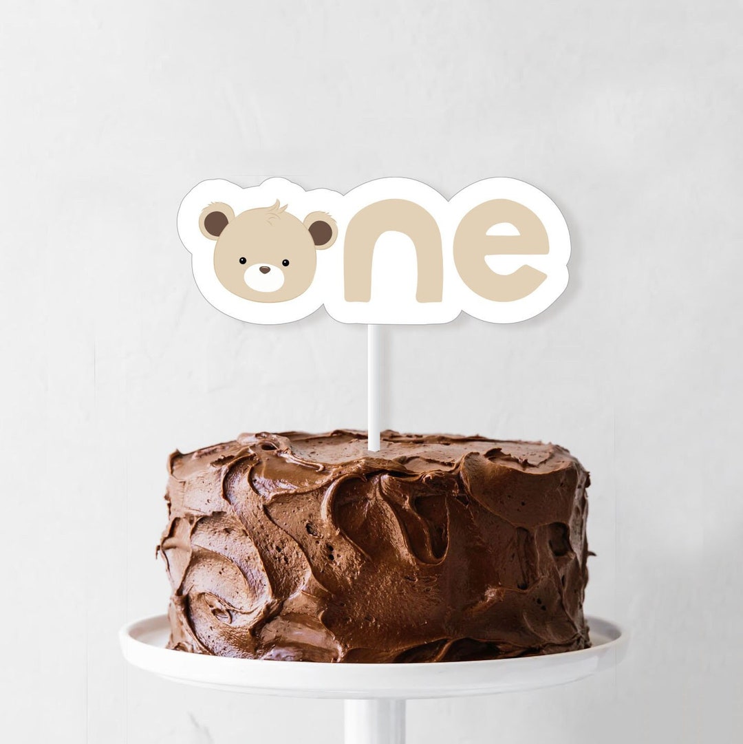Bear Cake Topper - Printable Teddy Bear Picnic ONE Birthday Cake Smash ...